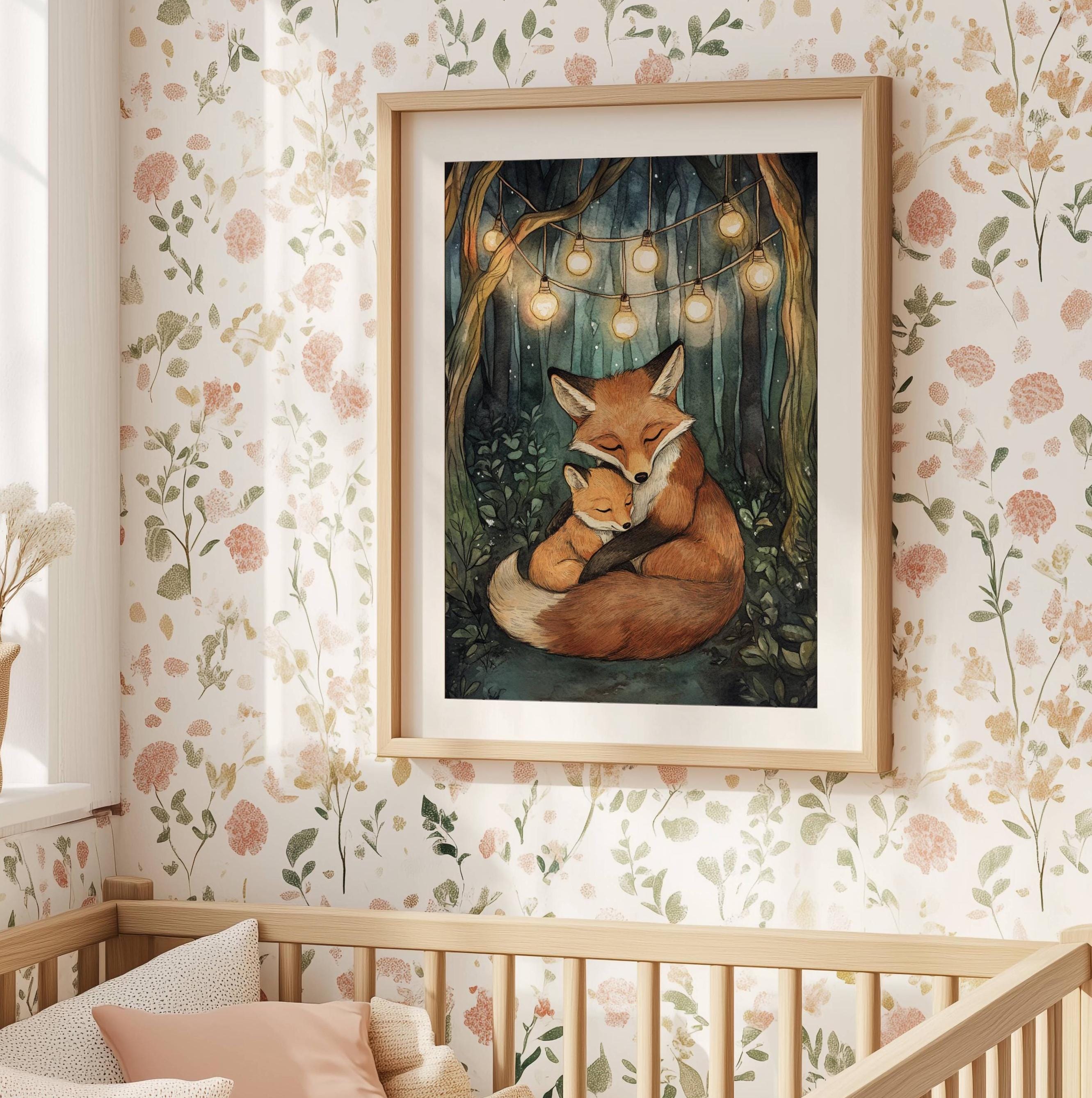 Fox Nursery Print, Forest Nursery Decor, Woodland Animals, Fox Family ...