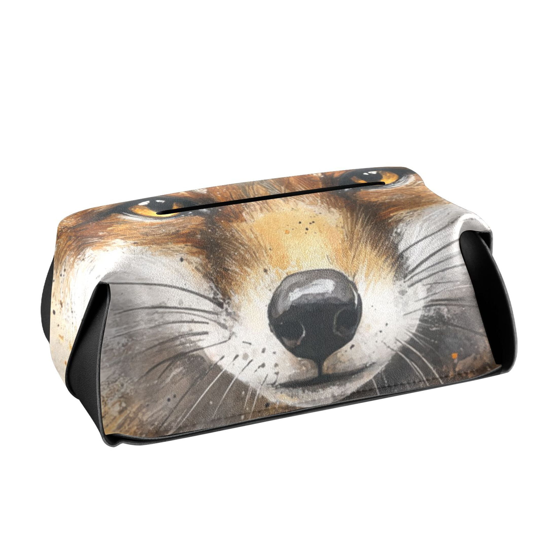 Fox Oil Paint Tissue Box Cover Leather Square Rectangle Tissue Box ...