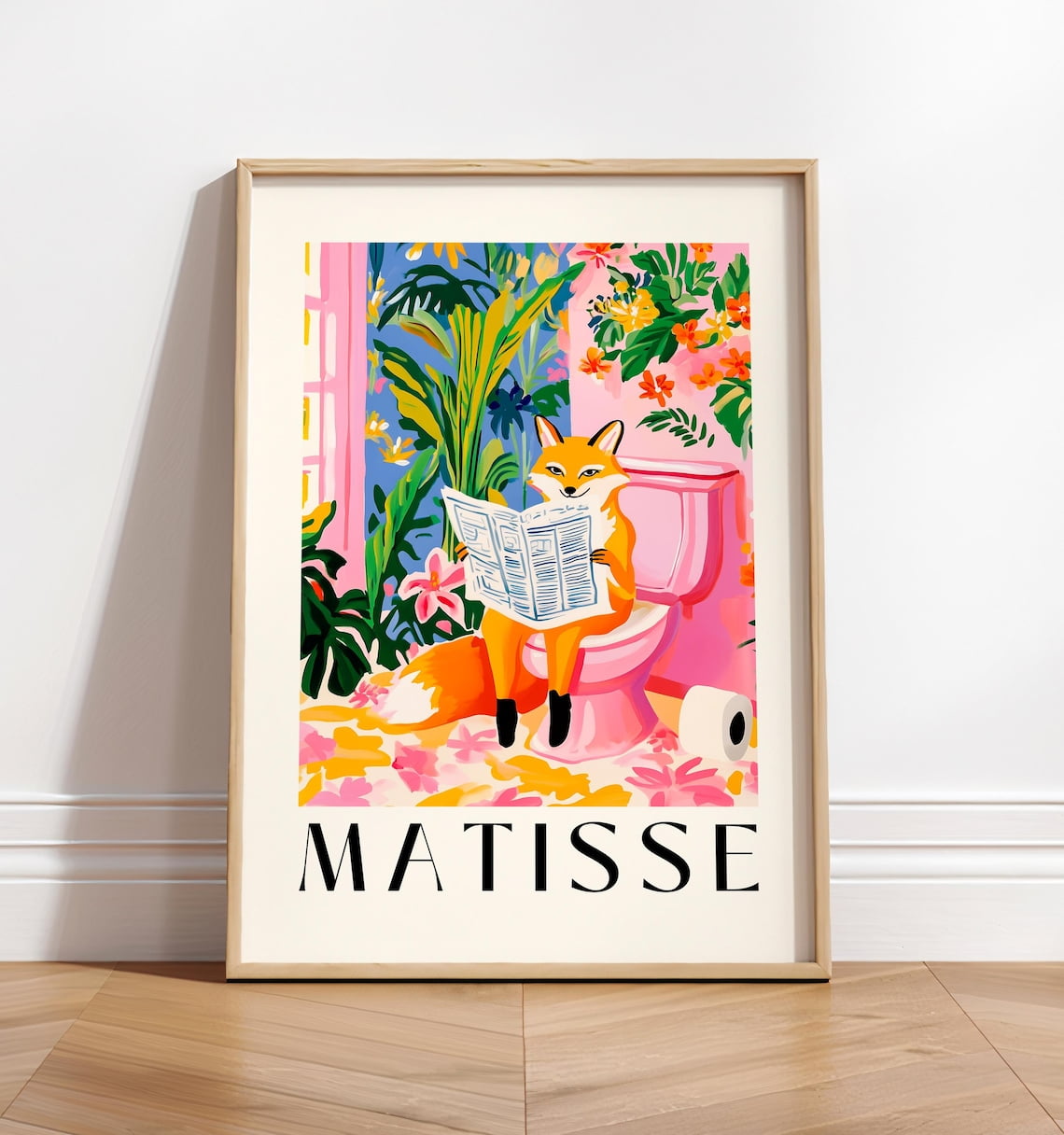 Fox On A Toilet Print, Funny Bathroom Wall Art, Forest Animal Print ...