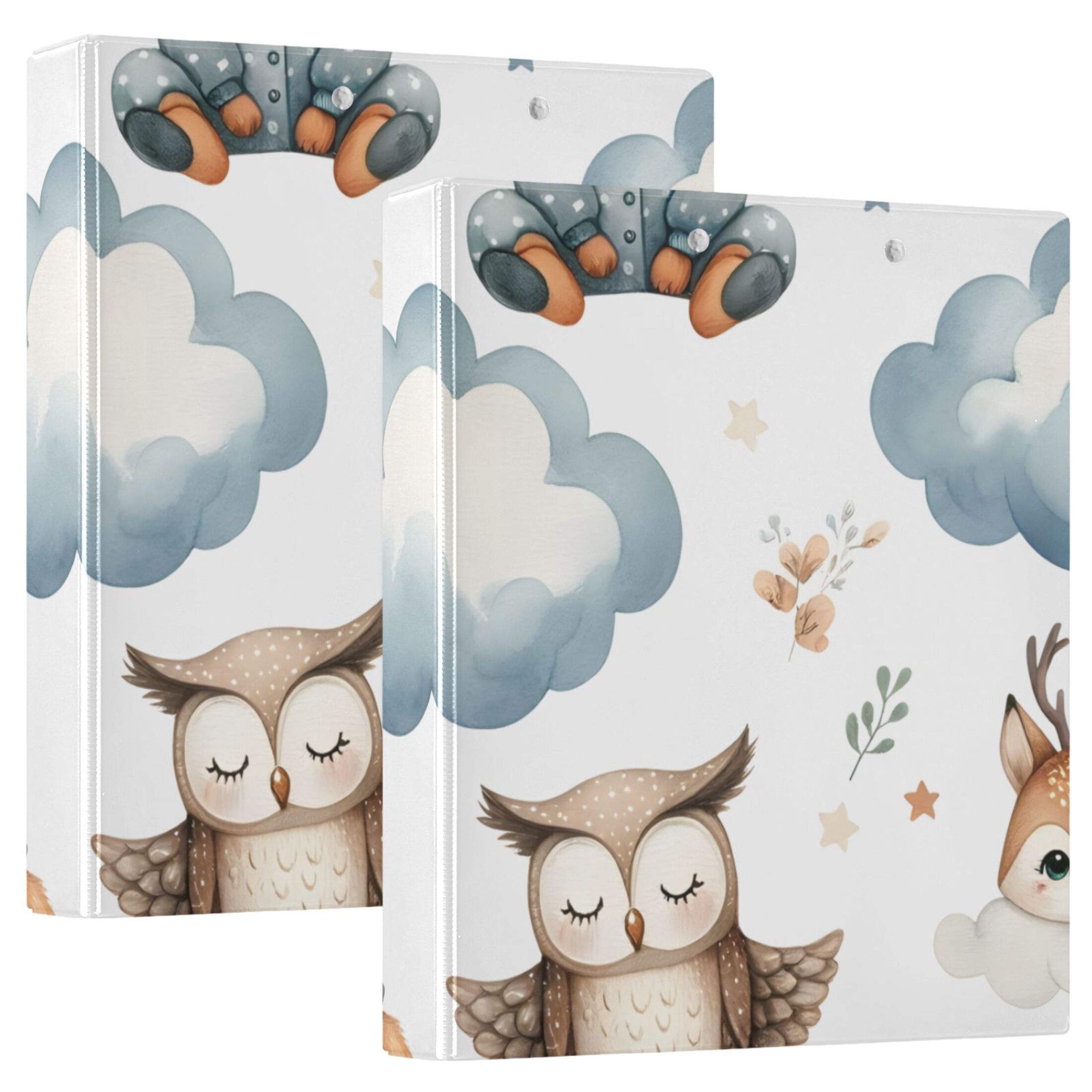 Fox Owl Bird Cloud 3 Ring Hardcover Binders 1.5" Round Rings for Letter ...