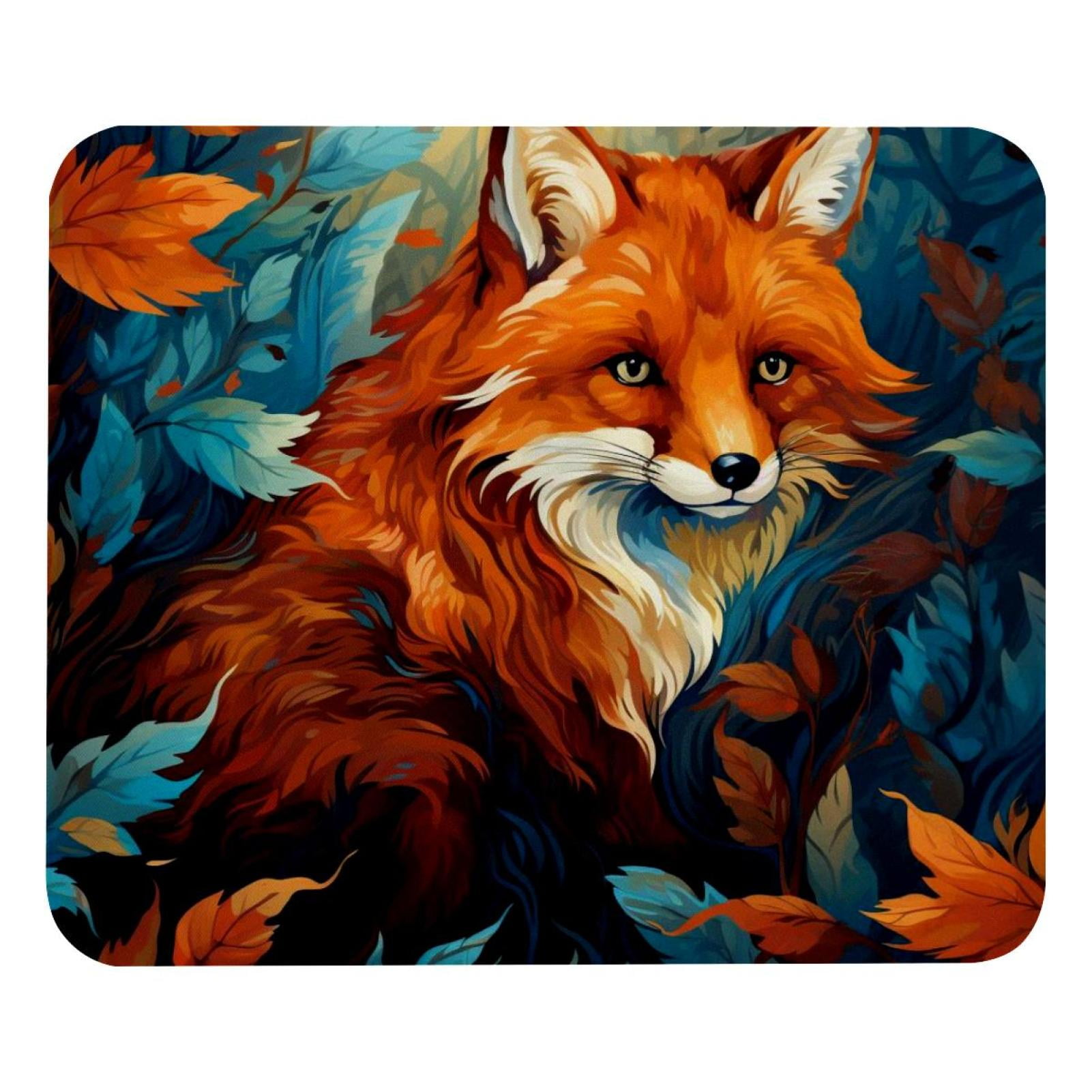 Fox Pattern Mousepad Square Thickness 2mm Desk Mat Office Home Use Gift ...