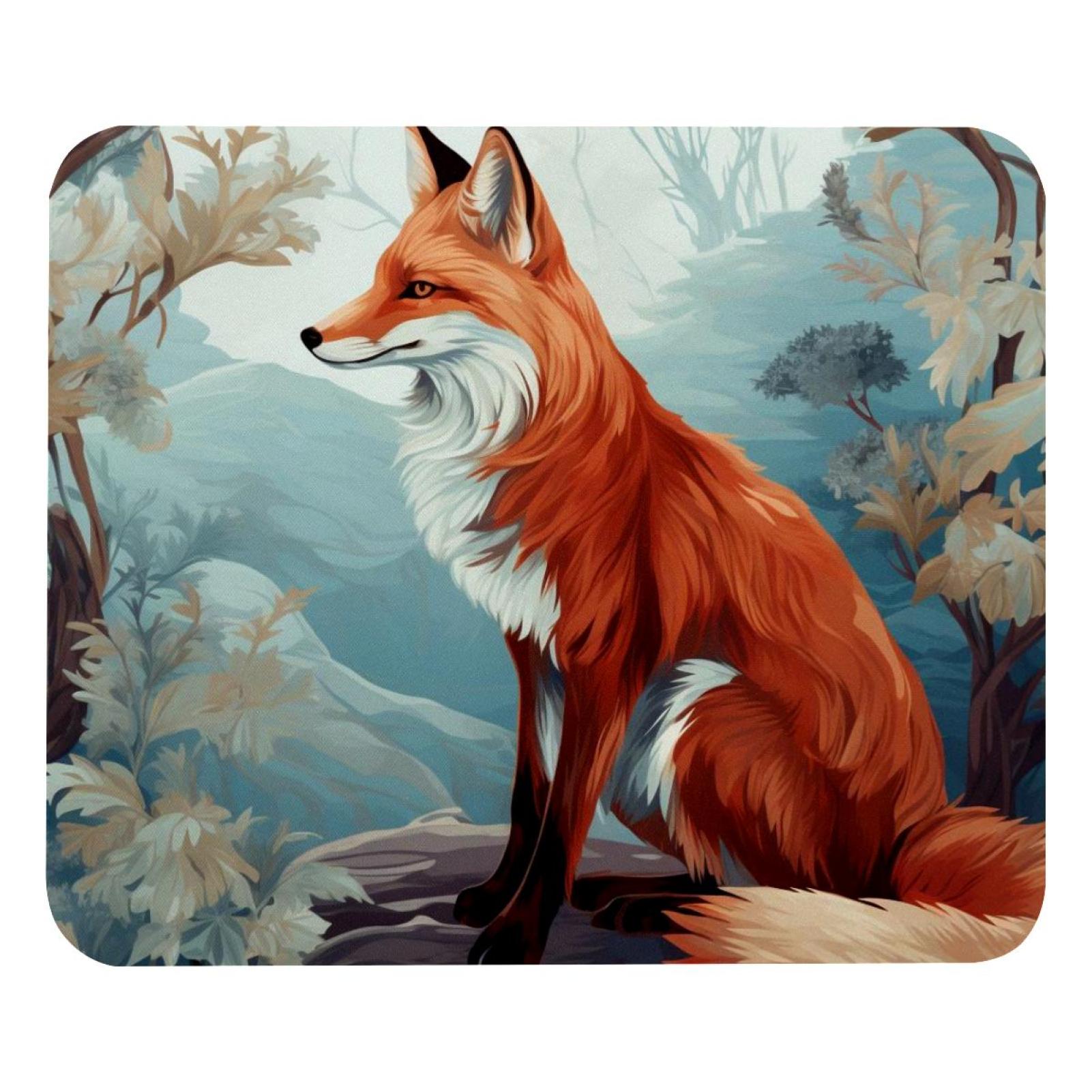 Fox Pattern Mousepad Square Thickness 2mm Desk Mat Office Home Use Gift ...