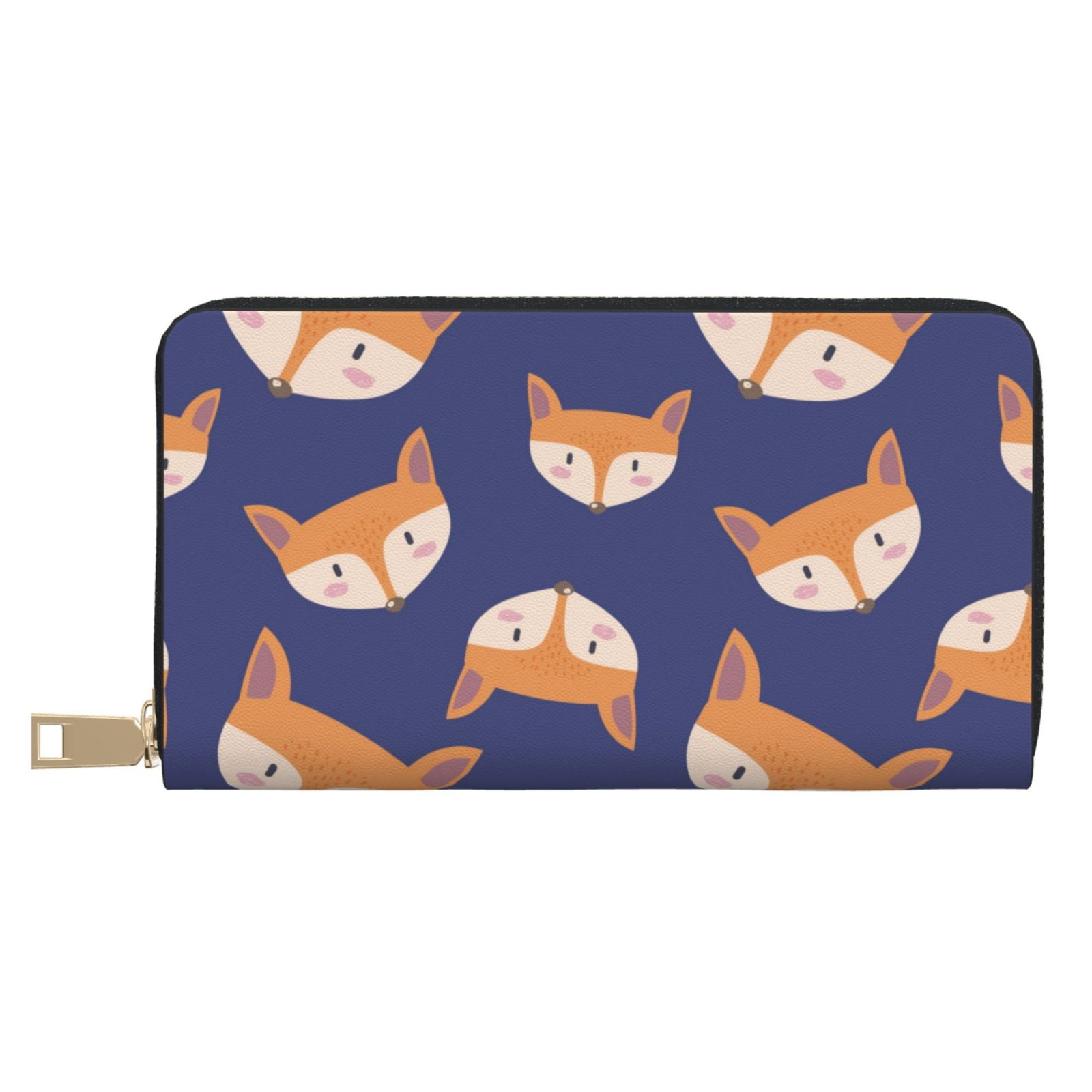 Fox Pattern Wallet Women, Leather Bifold Multi Card Wallet, Women's ...