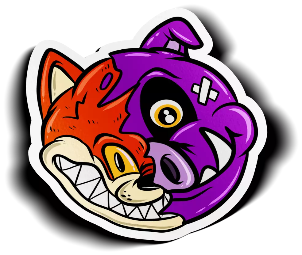 Fox Pig Smiley Face Cartoon Trippy Sticker For Tumblers, Laptops Phone ...