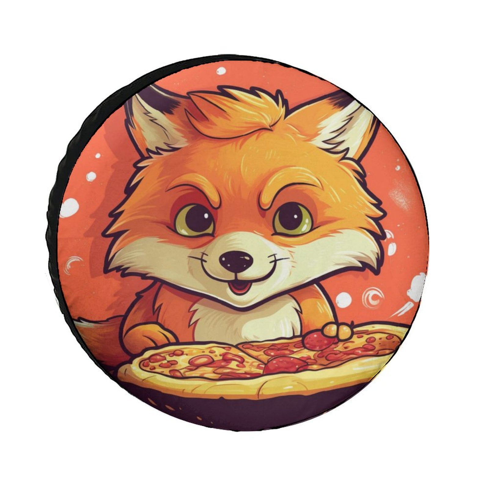 Fox Pizza Spare Tire Cover Cartoon Fox Weatherproof Universal Wheel ...