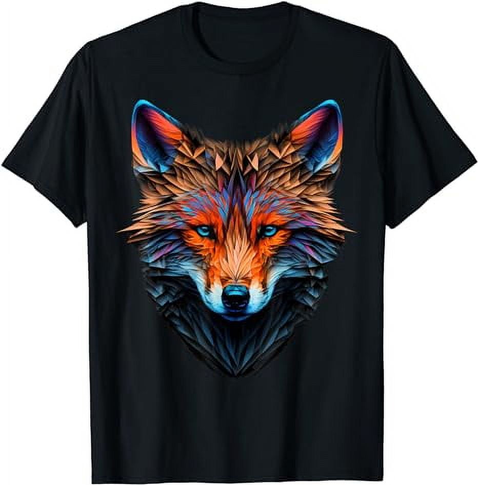 Fox Polygon Animal Blue Eyes Art Animal Motif Graphic Fox T-Shirt ...