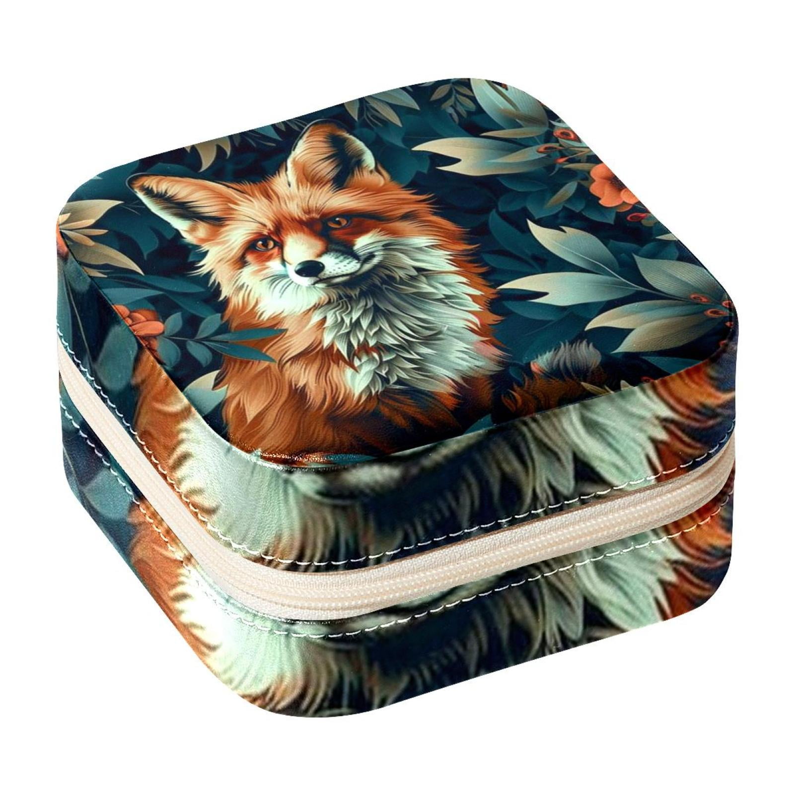 Fox Portable Square Jewelry Box Organizer for Rings, Earrings ...