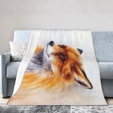 Fox Print Flannel Blanket Animal Art Throw for Couch Sofa Bed, Woodland ...