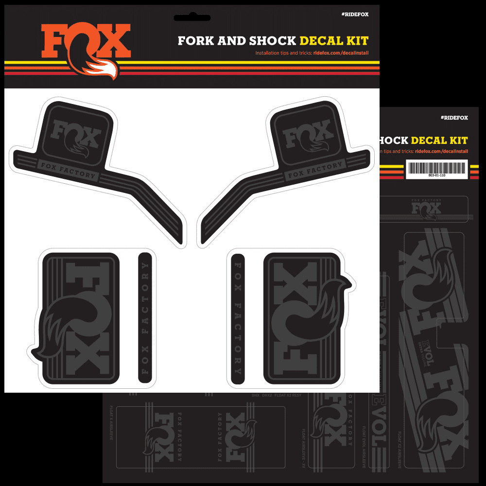Fox Racing Mountain Fork 2016 Heritage Decal Sticker Set Stealth Black ...