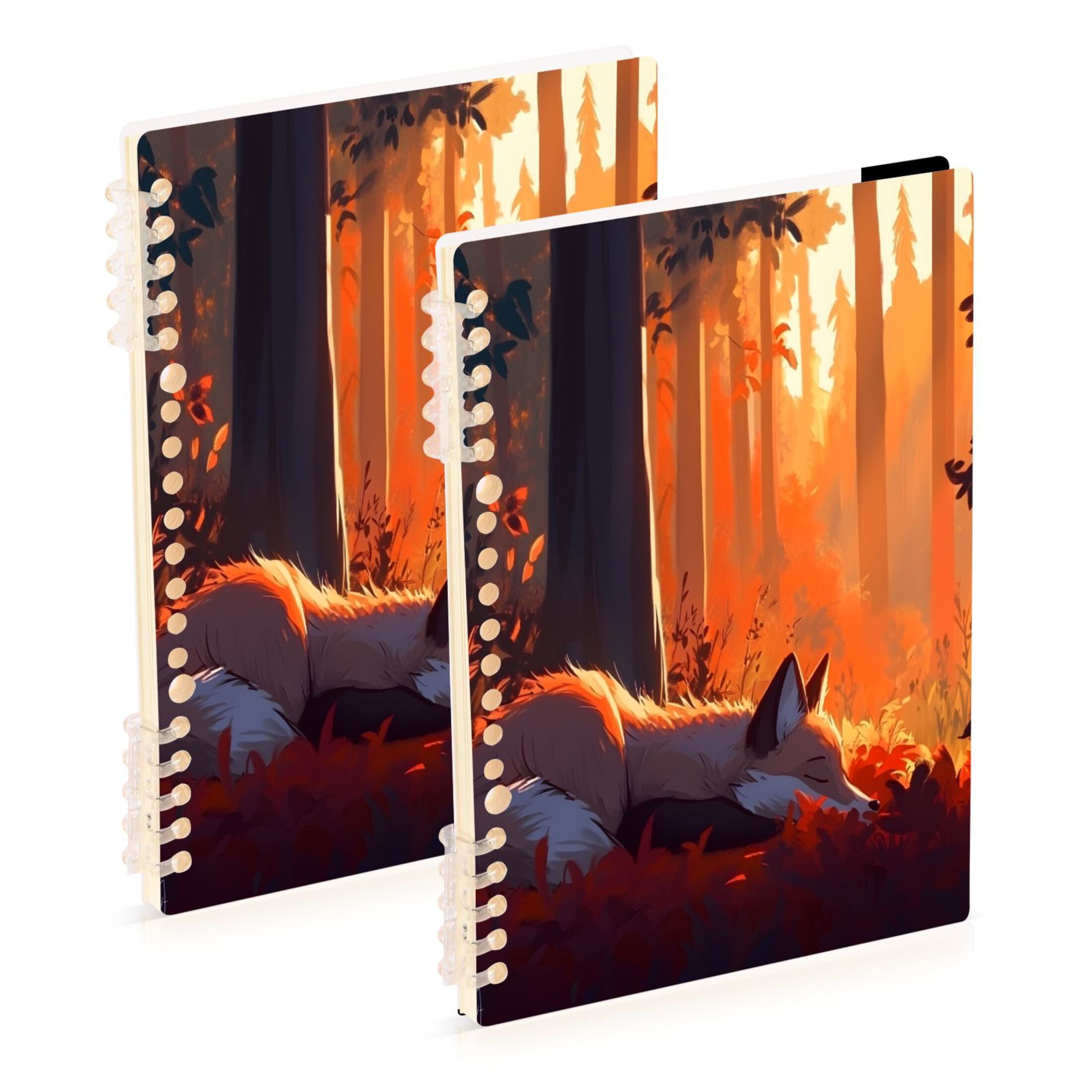 Fox Resting in The Forest 2-Piece A5 PP Notebooks, Adjustable Rings ...