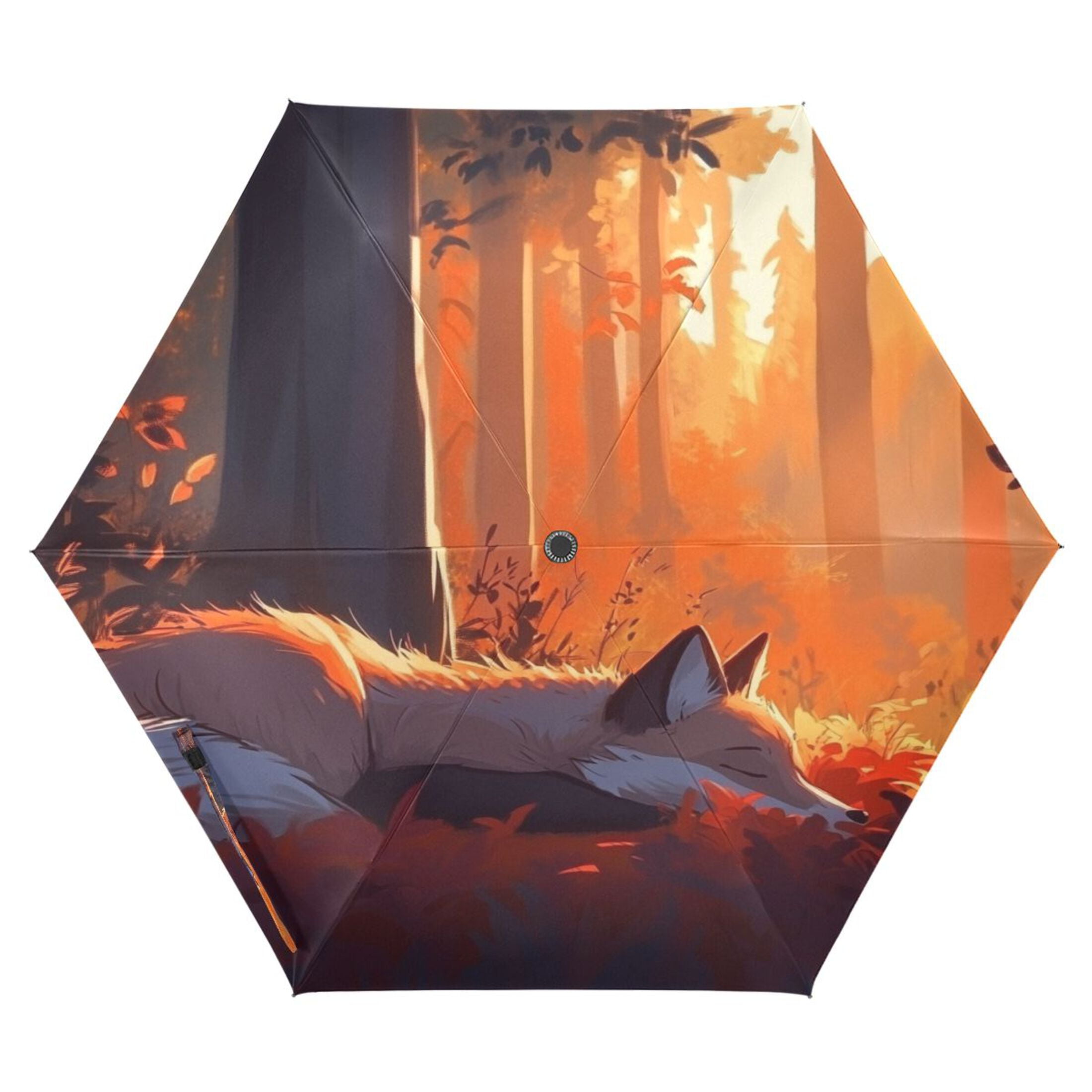 Fox Resting in The Forest UV50+ Sunscreen Portable Umbrella, Waterproof ...