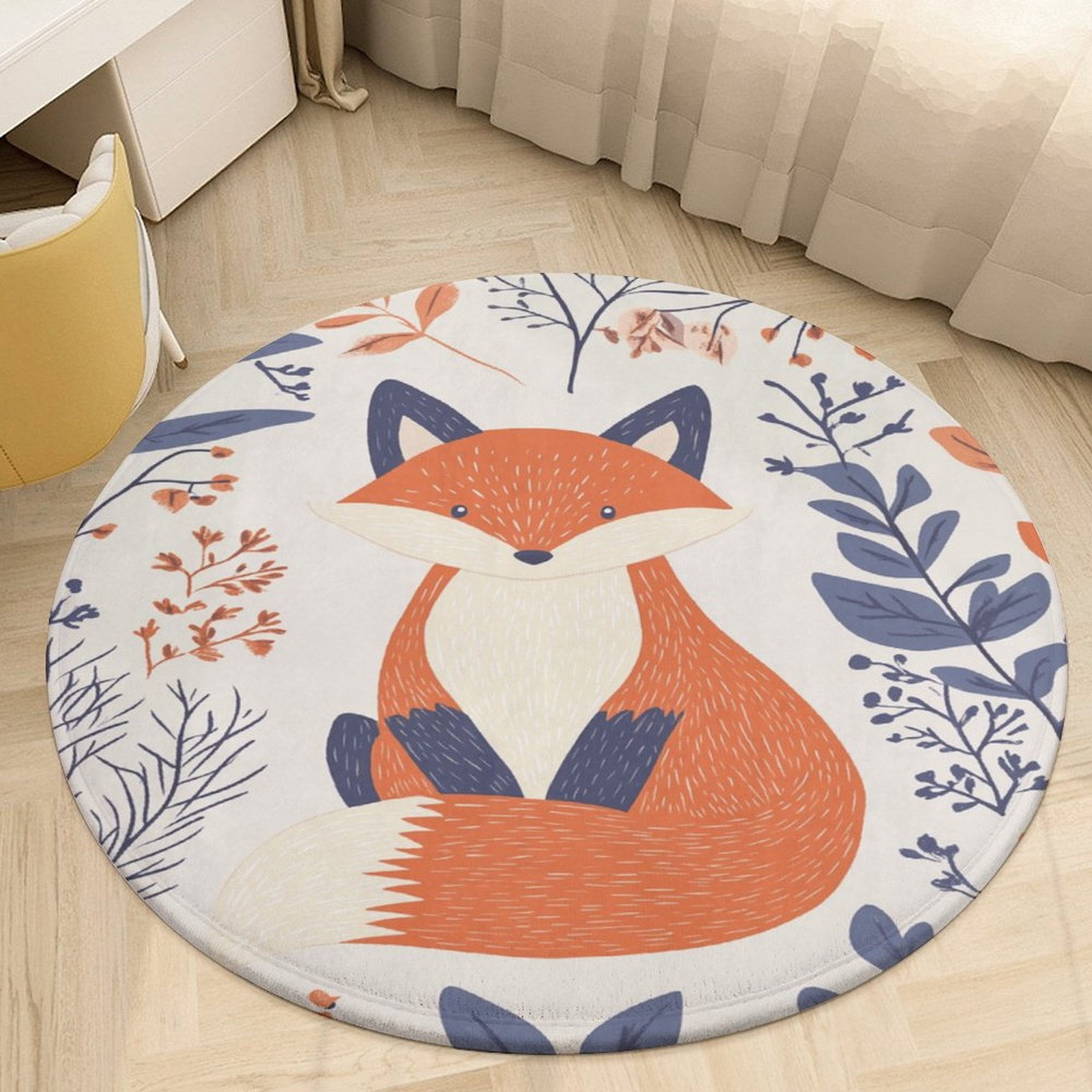 Fox Round Area Rugs for Bedroom Living Room, 6FT Soft Indoor Circle ...