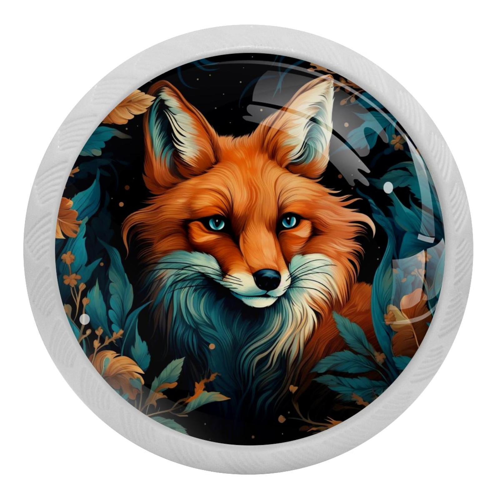 Fox Round Glow-in-the-Dark Cabinet Knobs: Fluorescent Drawer Pulls 4 ...