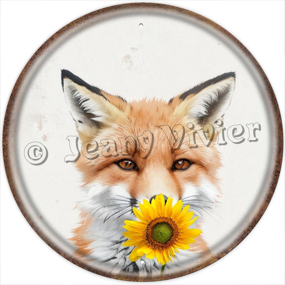 Fox Round Tin Signs Funny Bar Signs Woodland Nursery Wall Art Animal ...