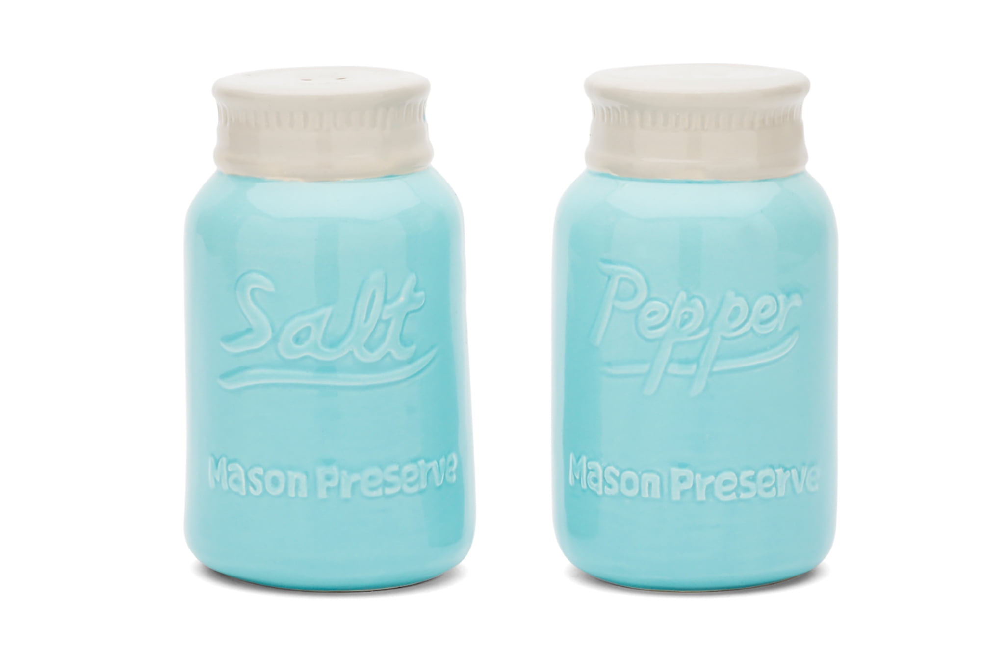 Fox Run Ceramic Mason Jar Salt & Pepper Shakers, 3" x 3" x 4.5 ...