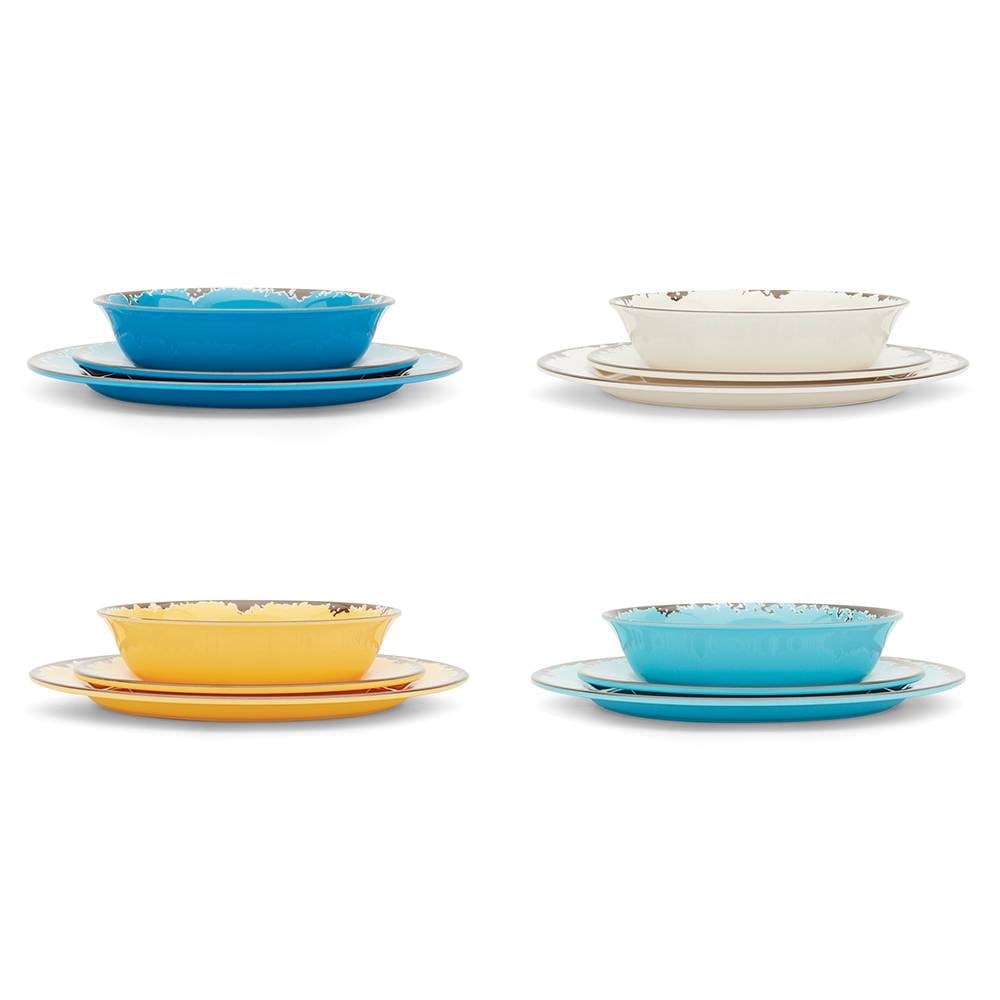 Fox Run 12-Piece Melamine Dinnerware Set, Multicolor, Unbreakable ...