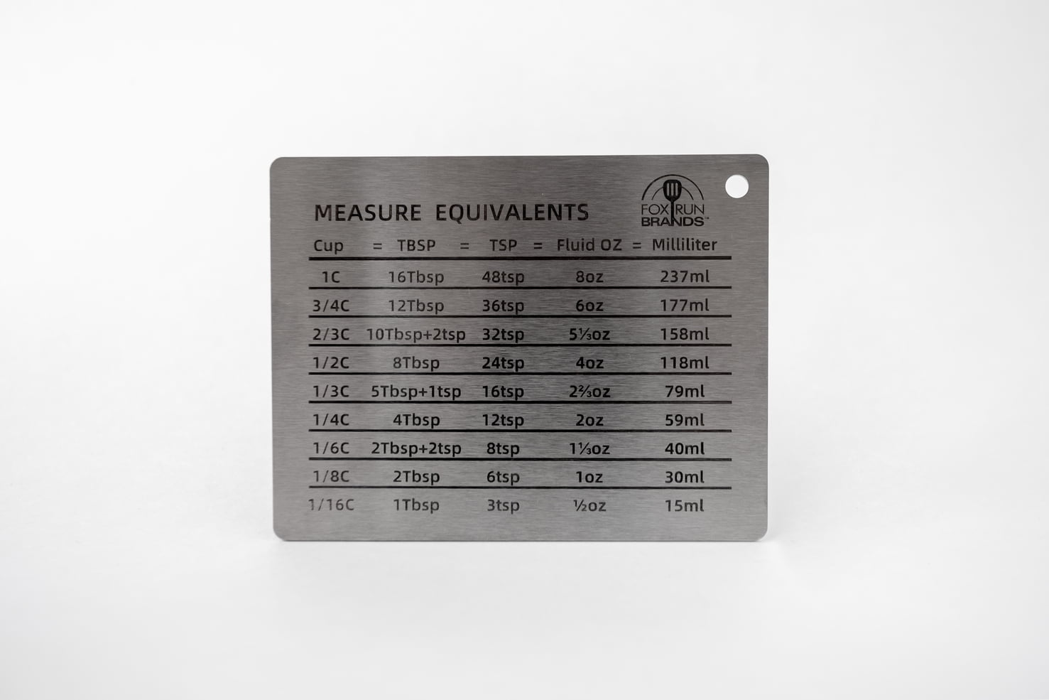 Fox Run Stainless Steel Kitchen Conversion Chart Magnet For ...
