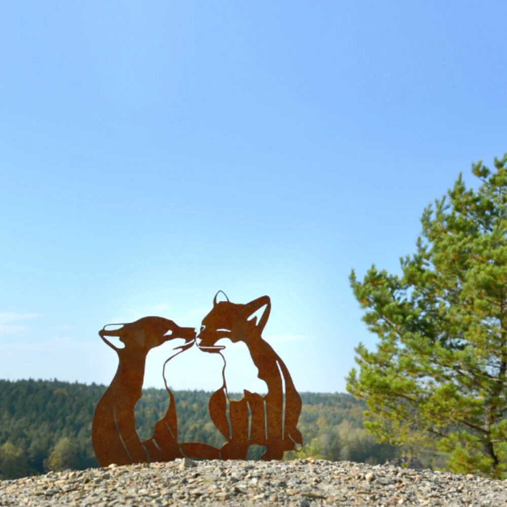 Fox Shaped Garden Yard Decor Tree Decoration Metal Corten Steel Outdoor ...