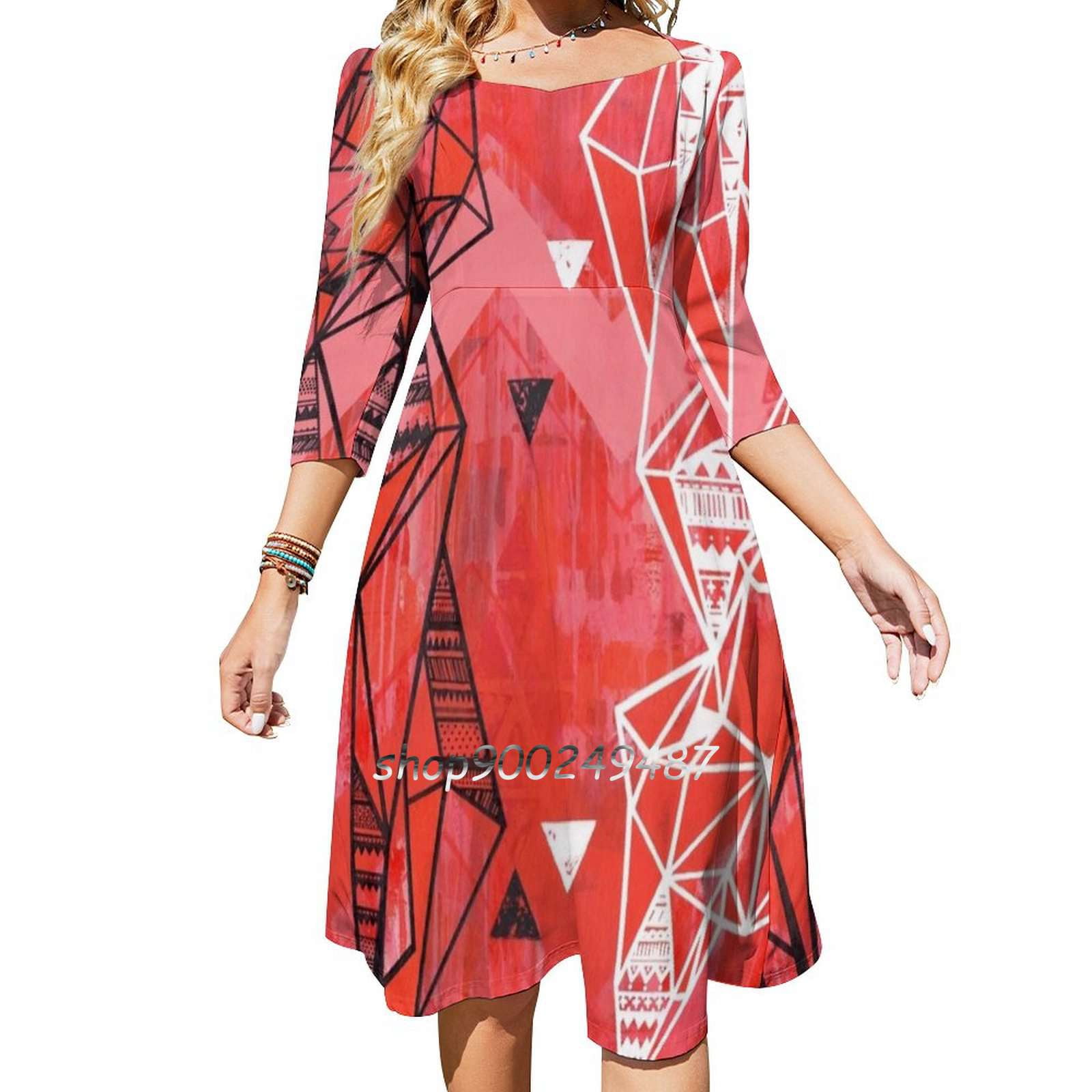 Fox Sisters Evening Party Dresses Midi Sexy Dress Female Sweet One Piece Dress Korean Geometric