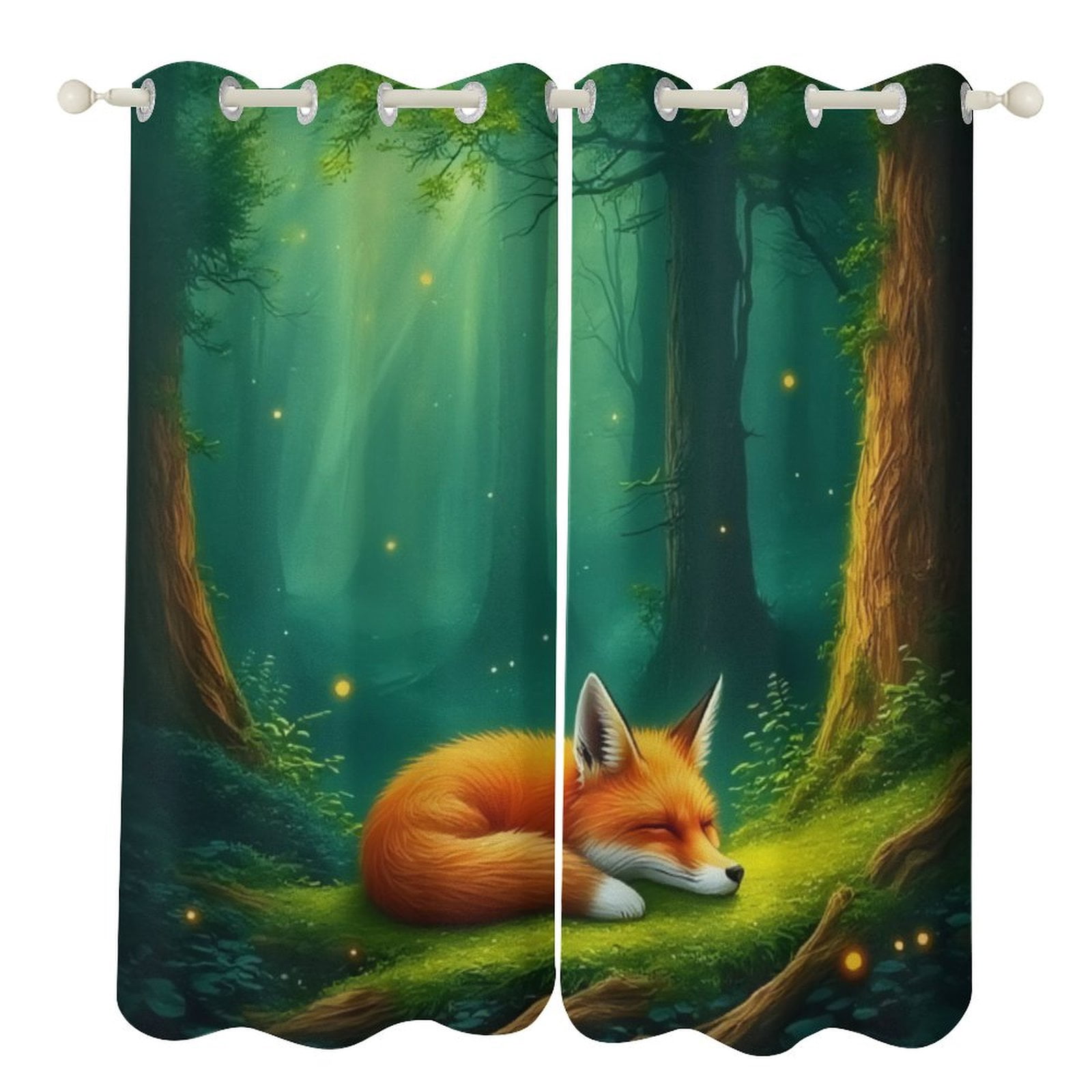 Fox Sleeping in Enchanted Forest Blackout Window Curtains for Bedroom ...