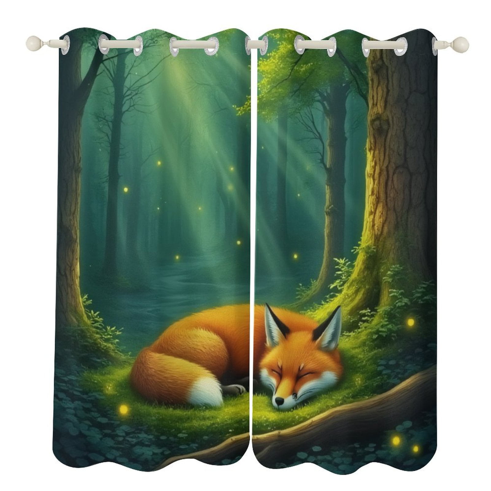 Fox Sleeping in Enchanted Forest Blackout Window Curtains for Bedroom ...