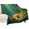 Fox Sleeping in Enchanted Forest Throws Blankets for Sofa Bed Winter Plush Warm Blanket Holiday ...
