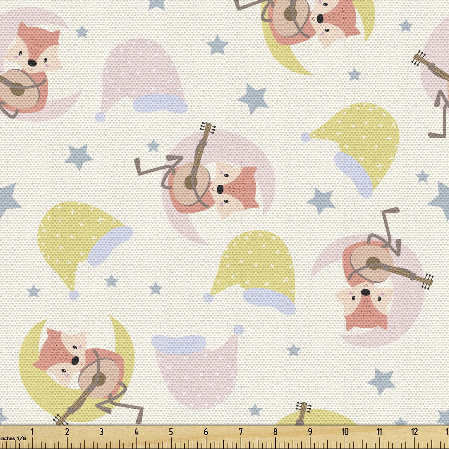 Fox Sofa Upholstery Fabric by the Yard, Funny Cartoon Design ...