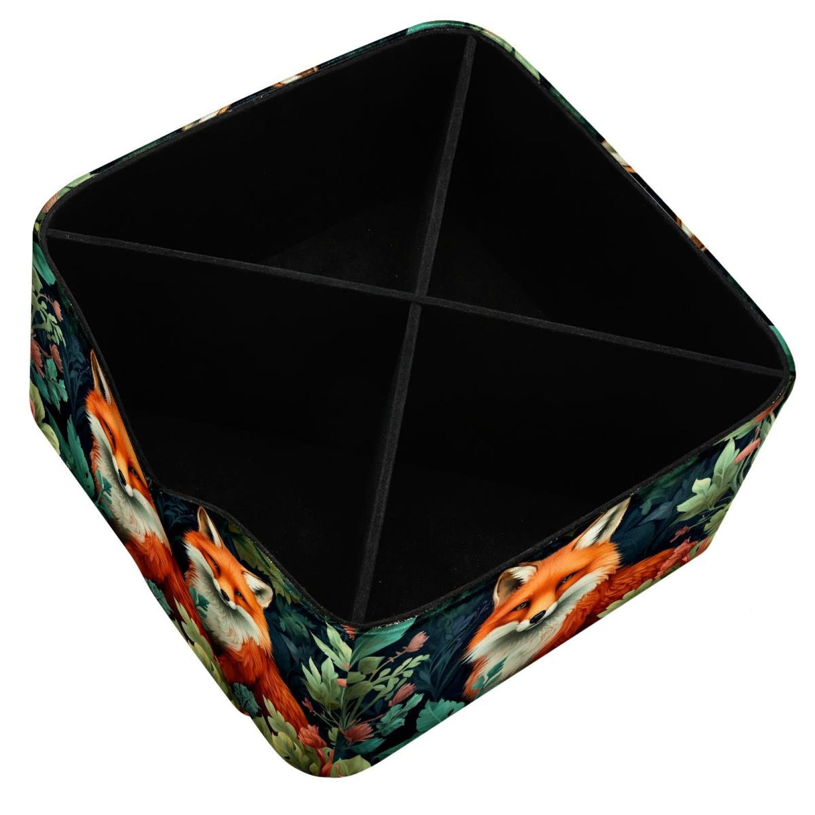 Fox Square Pen Organizer with 4 Compartments, Removable Dividers, Brush ...