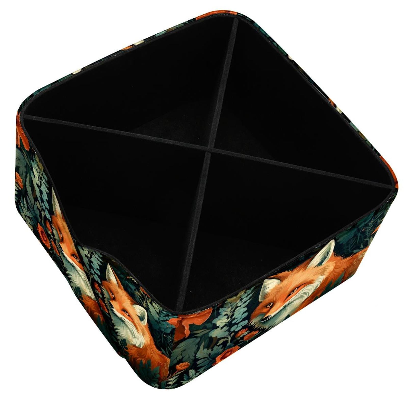 Fox Square Pencil Case with 4 Compartments, Removable Dividers, Pen ...