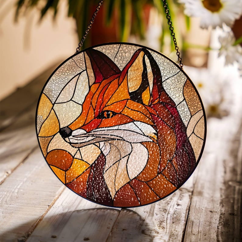 Fox Stained Glass Sun Catcher Fox Lover Gift Light Catcher Window ...