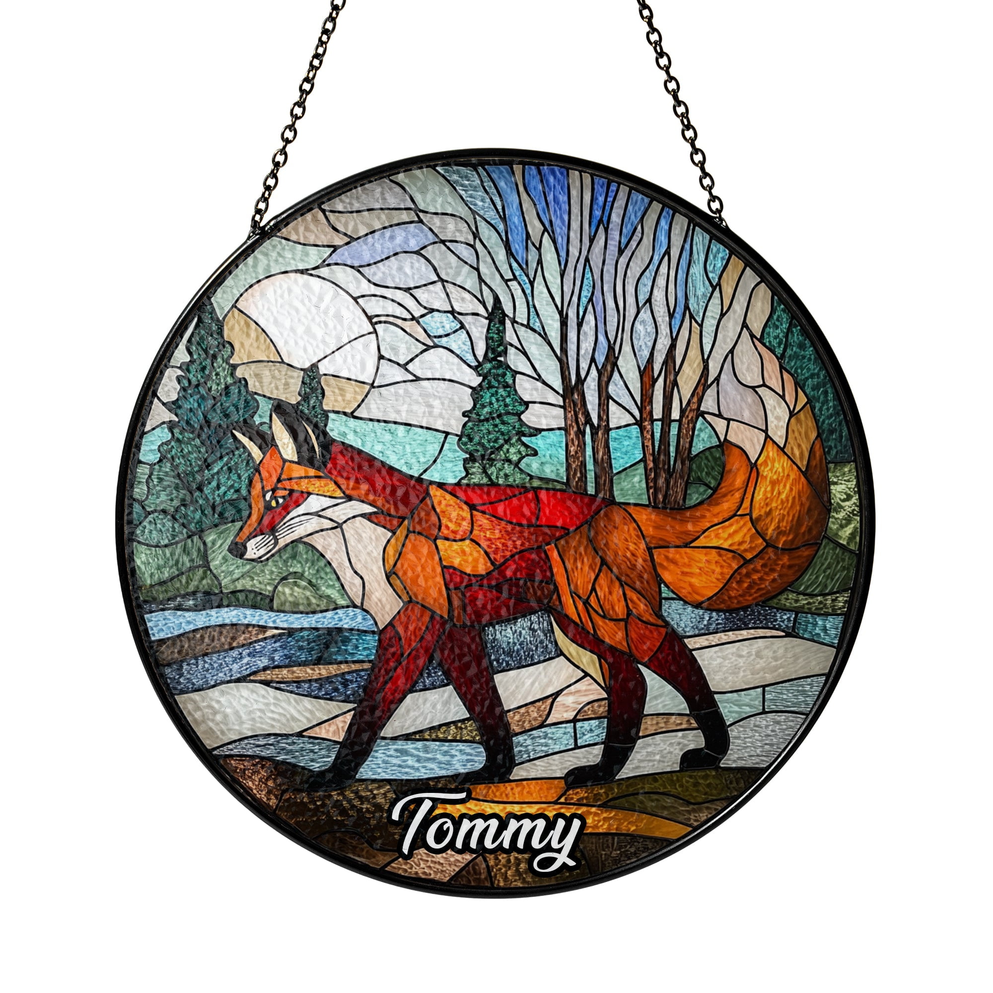 Fox Stained Glass Suncatcher - Stunning Red Fox Window Hanging Sun ...