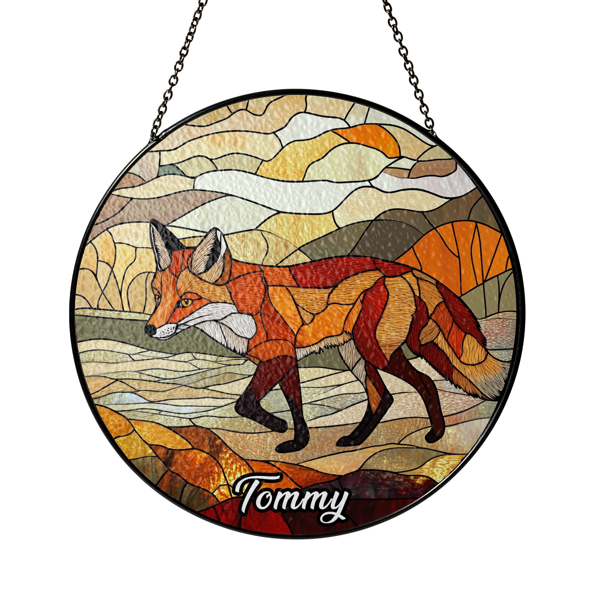 Fox Stained Glass Suncatcher - Stunning Red Fox Window Hanging Sun ...