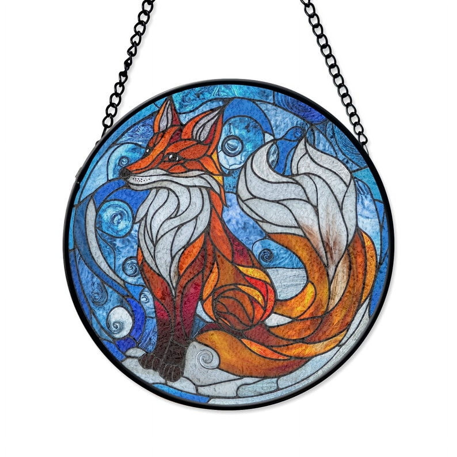 Fox Stained Glass Window Hanging - Handmade Colorful Suncatcher for ...