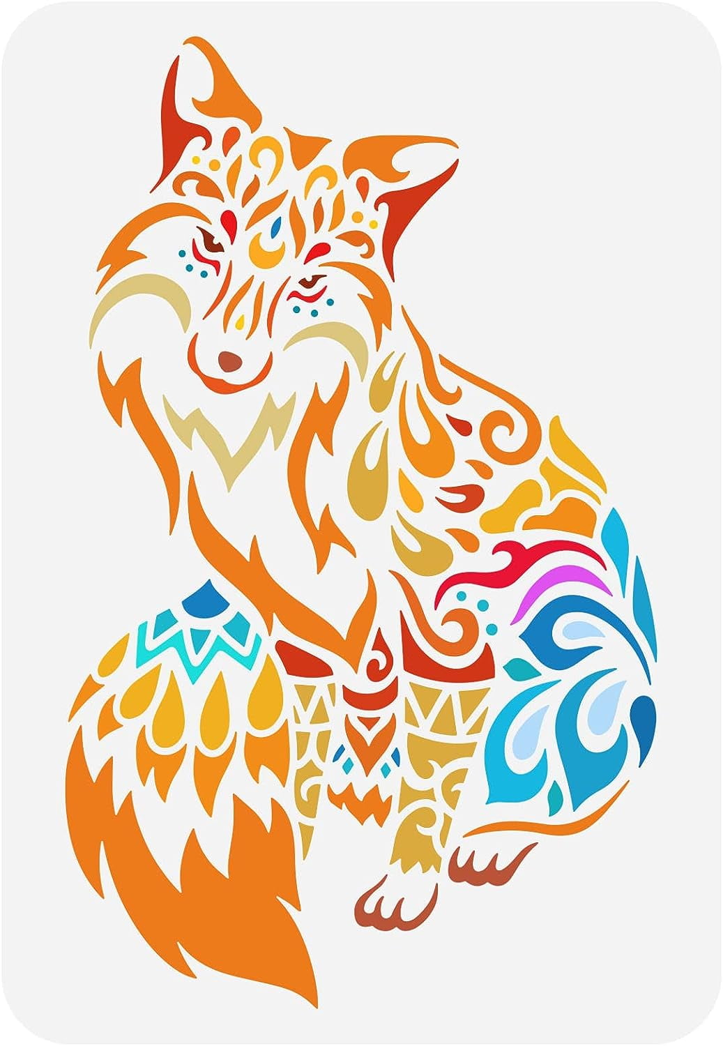Fox Stencil 8.3x11.7inch Reusable Mandala Fox Painting Template DIY ...