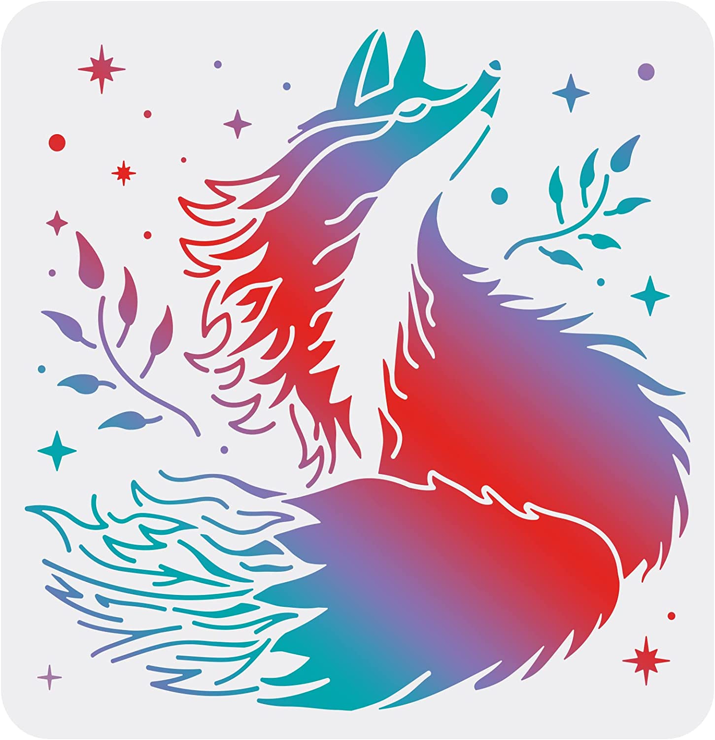 Fox Stencils Template 11.8x11.8inch Plastic Fox Drawing Painting ...