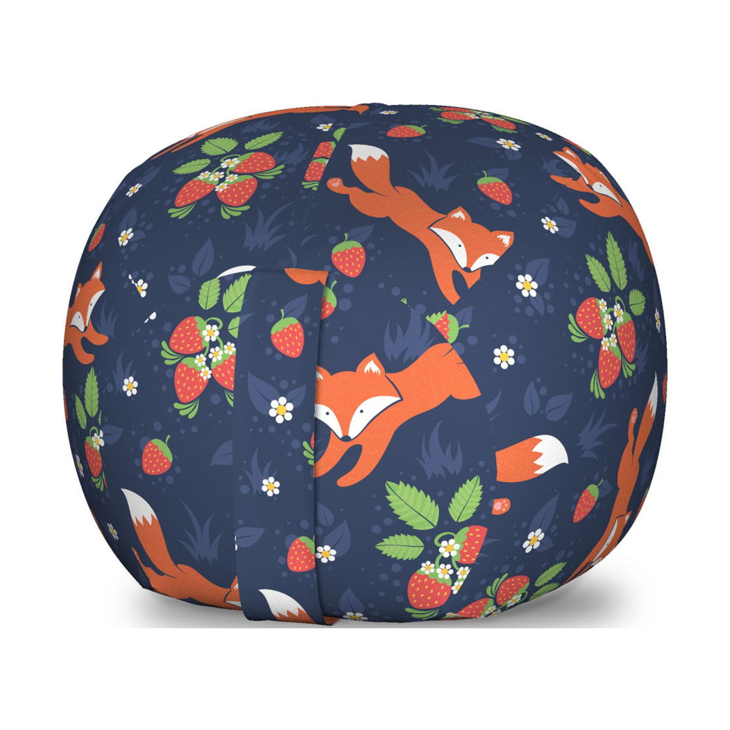 Fox Storage Toy Bag Chair, Cartoonish Pattern with Animal and Floral ...