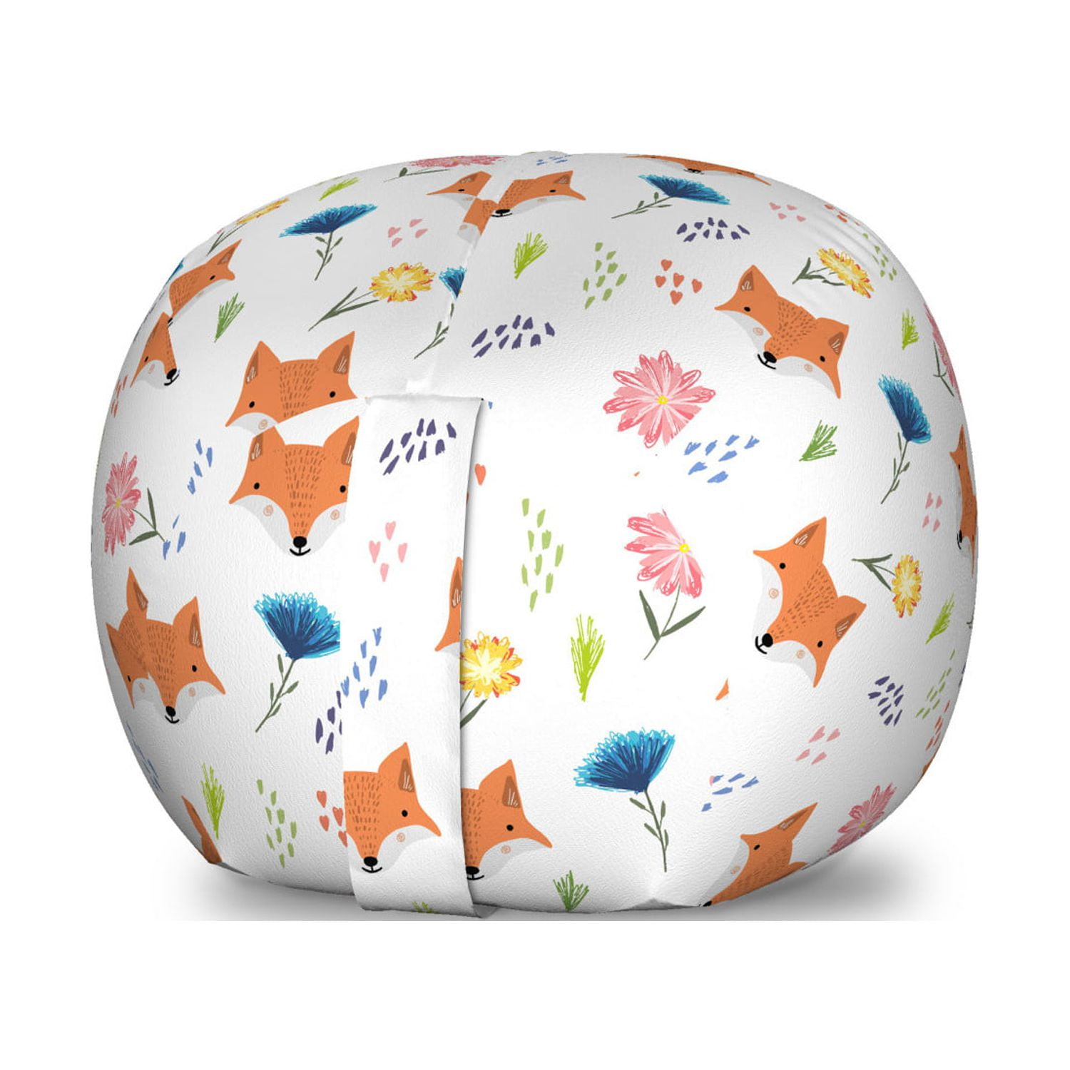 Fox Storage Toy Bag Chair, Repetitive Pattern with Animal Head Hearts ...