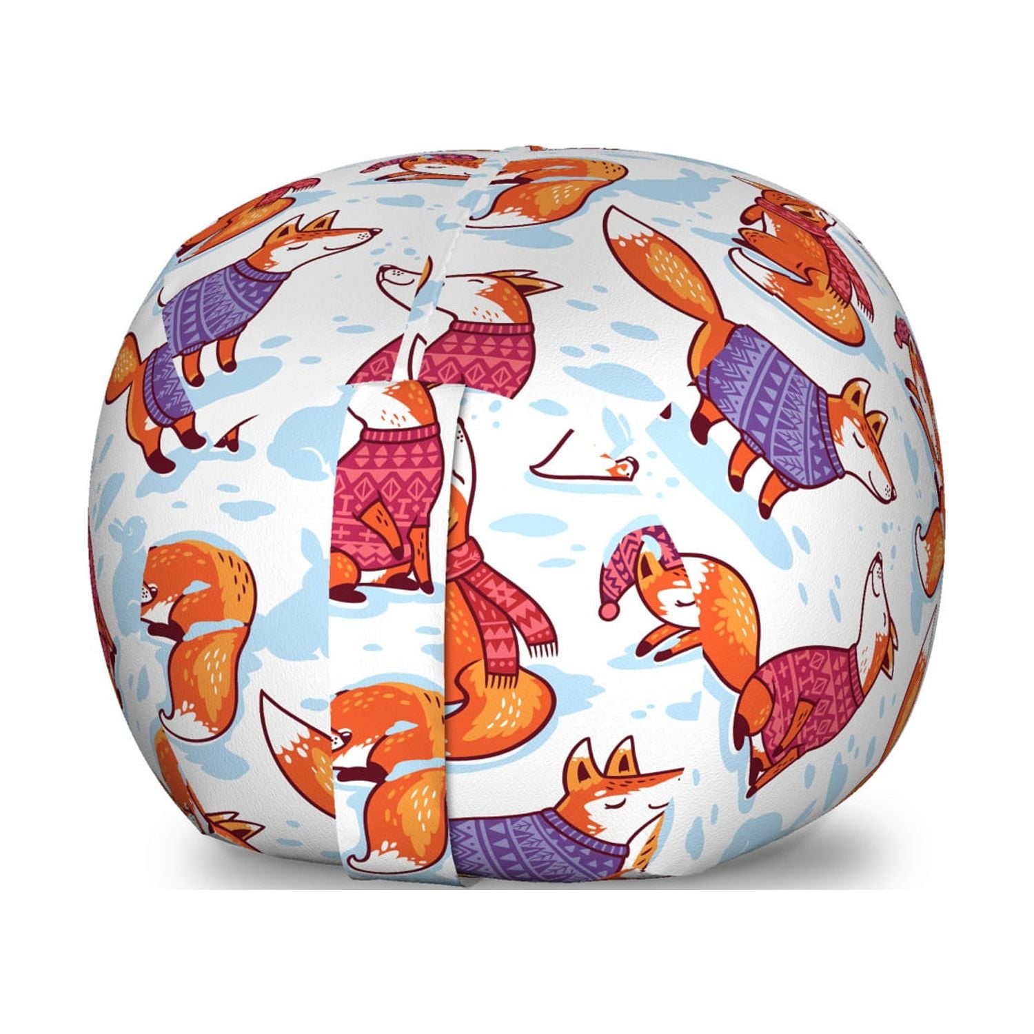 Fox Storage Toy Bag Chair, Snow Foxes with Winter Sweaters and Scarf ...