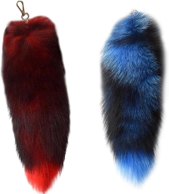 Fox Tail, 2pcs 16inch Faux Tail Keychain with Clasp, Decorative Therian ...