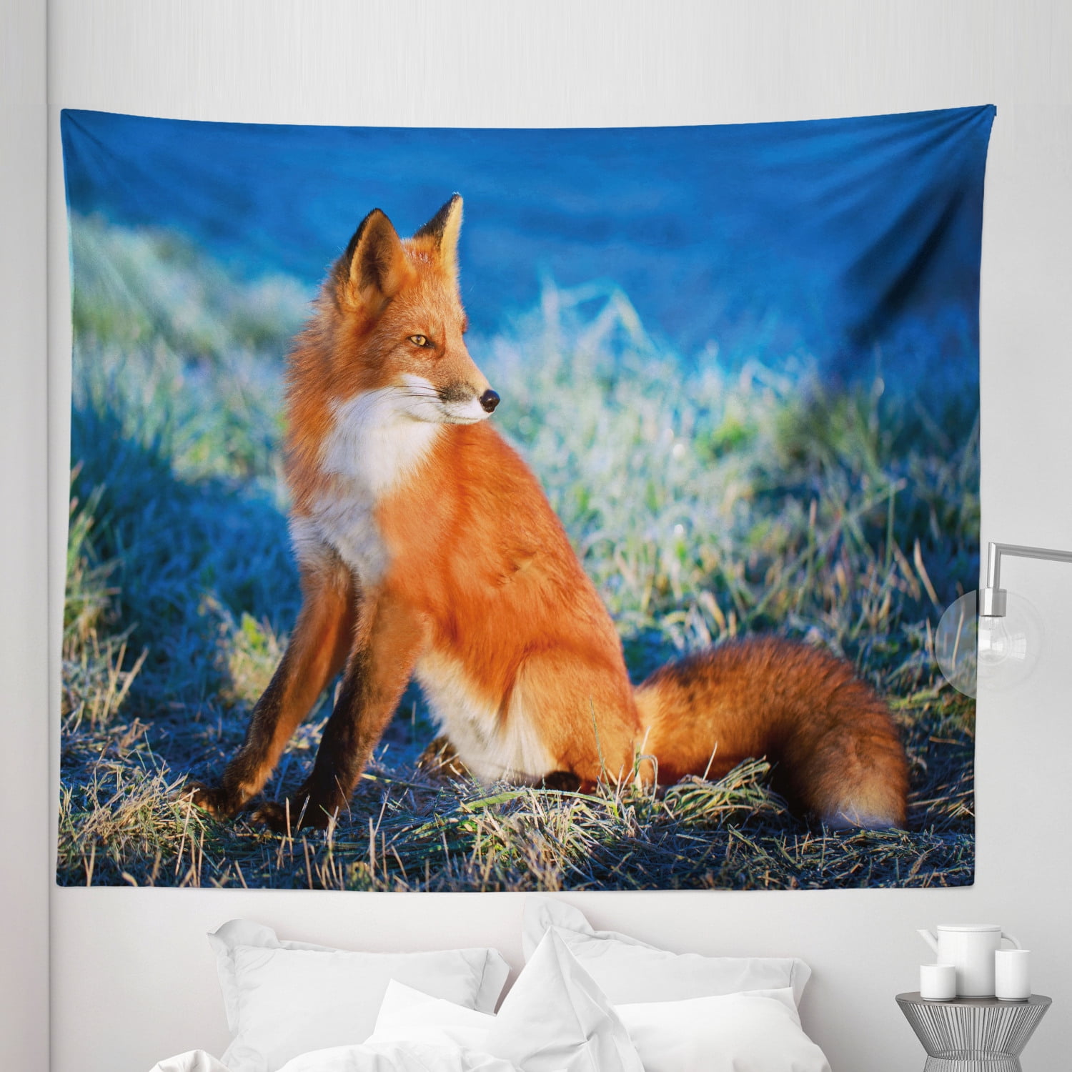 Fox Tapestry, Serene Autumn Field in Cold Morning Animal Nature Scenery ...