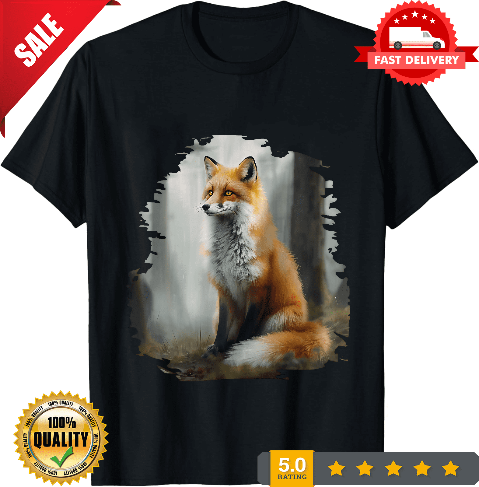 Fox Tee, Fox In The Forest, Foxy , Red Fox Nature's Beauty Fox Lover ...