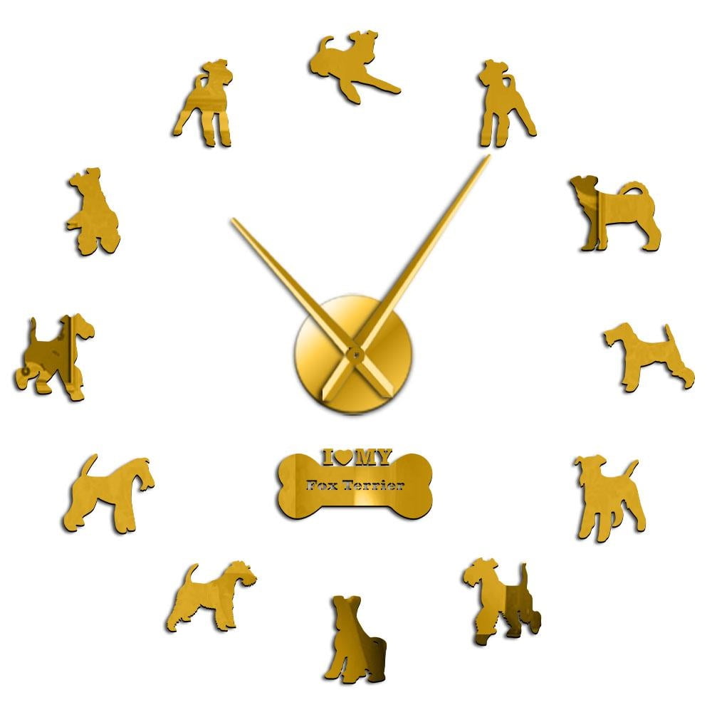 Fox Terrier Dog Silhouettes Frameless Wall Clock Stickers, DIY Modern ...