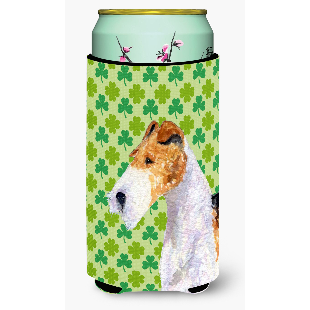 Fox Terrier St. Patricks Day Shamrock Portrait Tall Boy Hugger ...