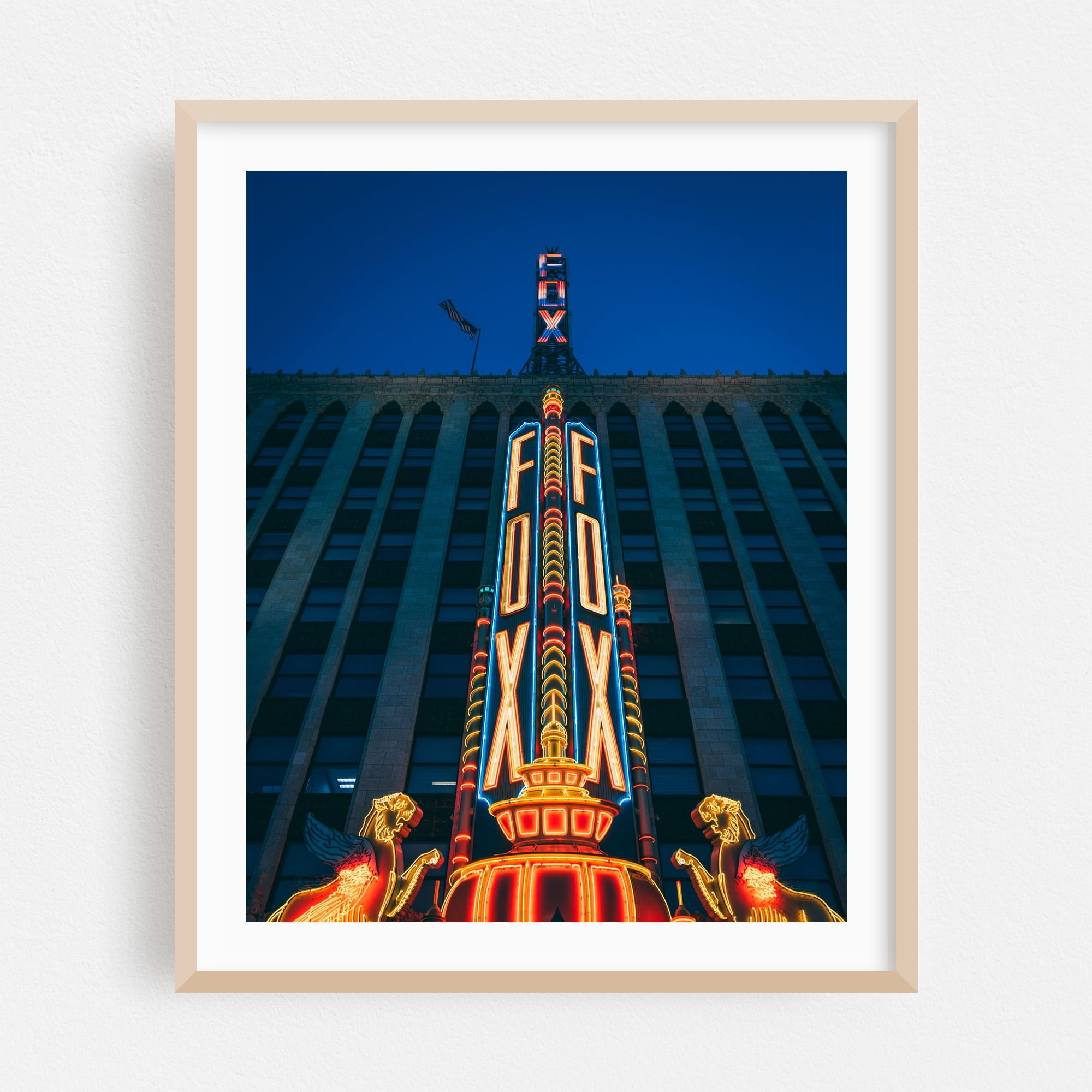 Fox Theater at night, Detroit 01 - Detroit Michigan Photography Neon ...