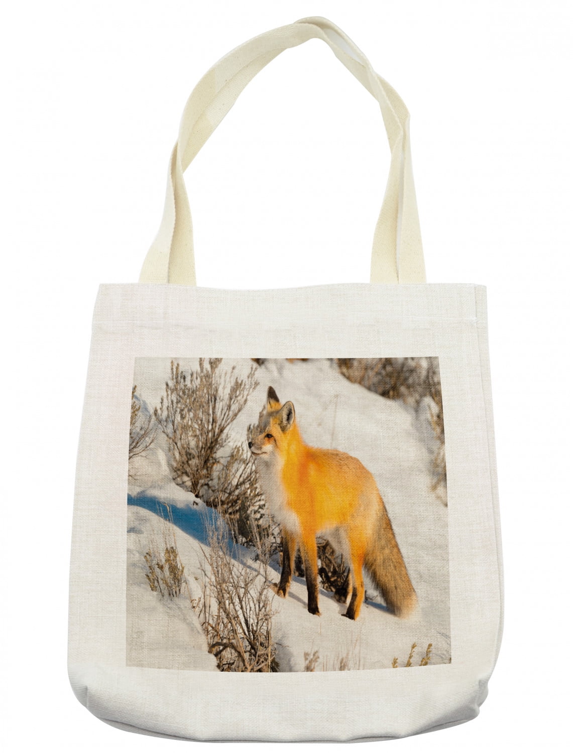 Fox Tote Bag, Red Fox in Nature Snowy Mountain Cold Winter Scenery ...