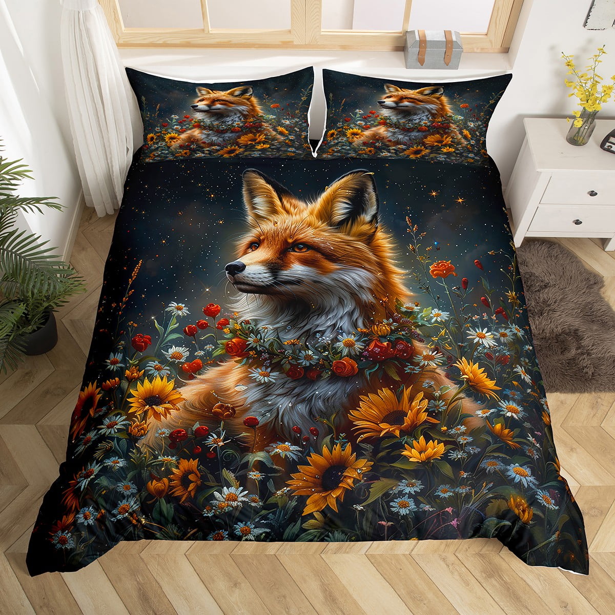 Fox Twin Bedding Sets for Boys Girls Rustic Farmhouse Duvet Cover Cute ...