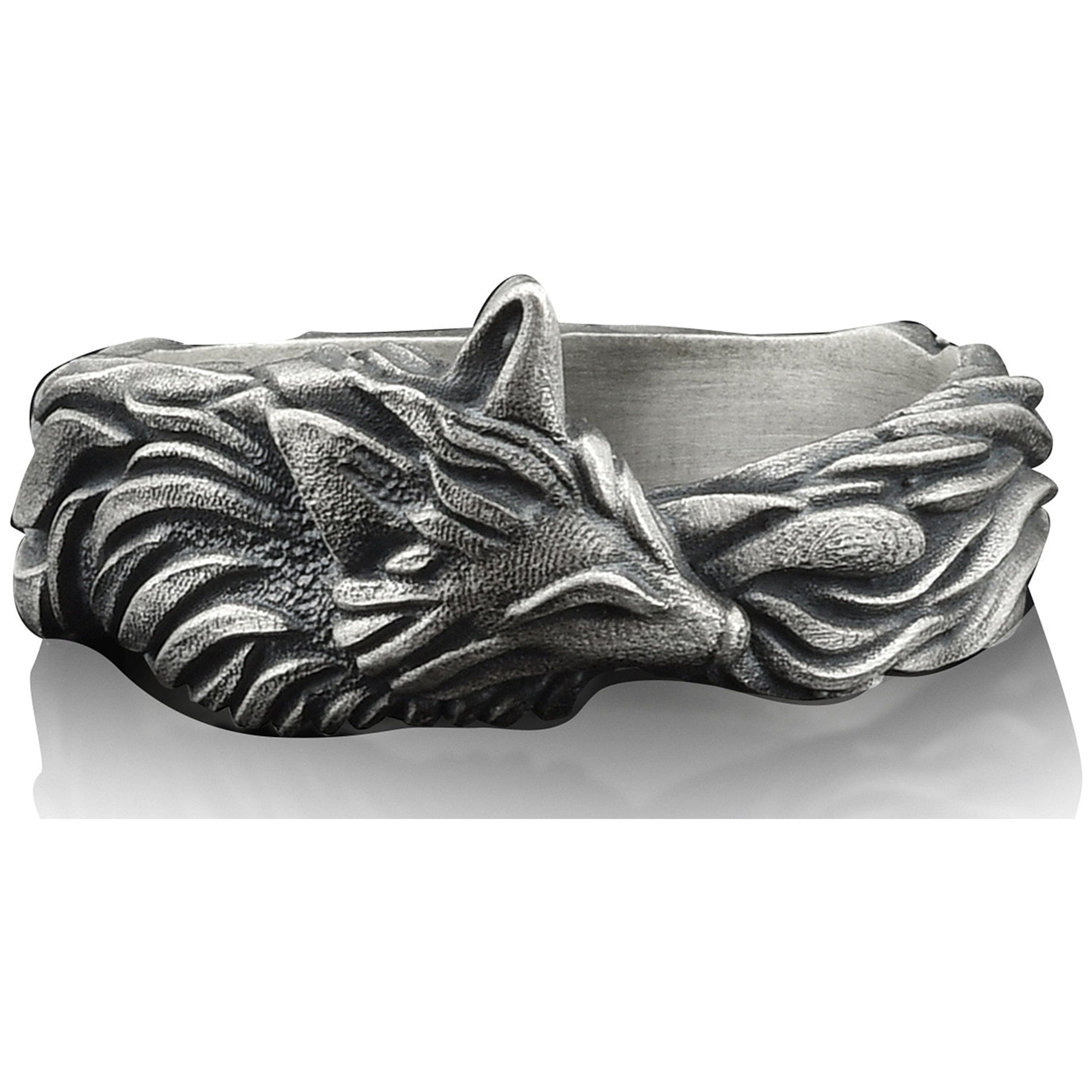 Fox Unique Design Handmade Sterling Silver Men Band Ring, Fox Silver ...