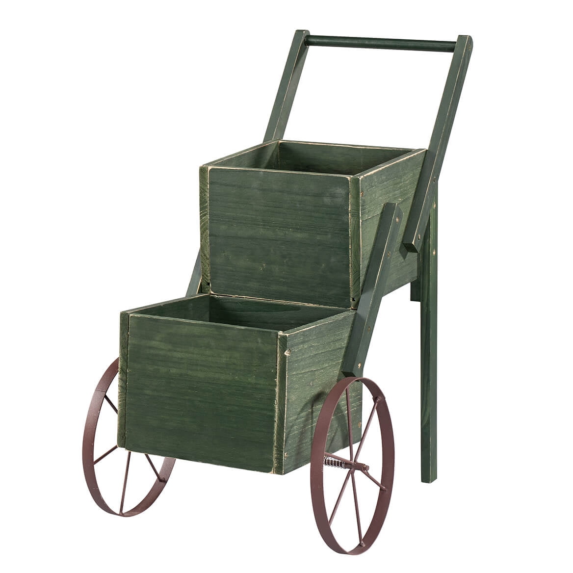 Free Shipping! 2-Tier Rustic Garden Trolley Cart, Solid Wood Planter ...