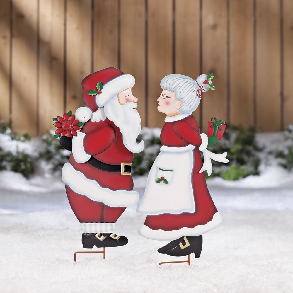 Fox Valley Traders Kissing Santa & Mrs. Claus Metal Garden Stakes ...