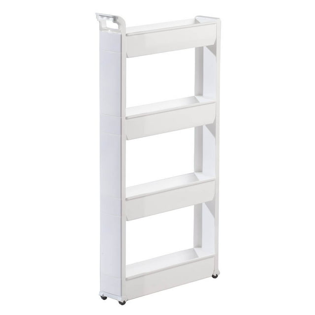 Slim 4-Tier Storage Cart with Utility Shelves, Wheels, Movable Narrow ...